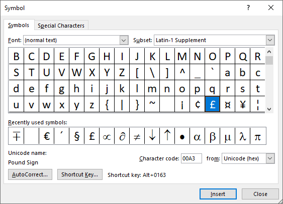 How To Insert Currency Symbols In Word Microsoft Word 2016
