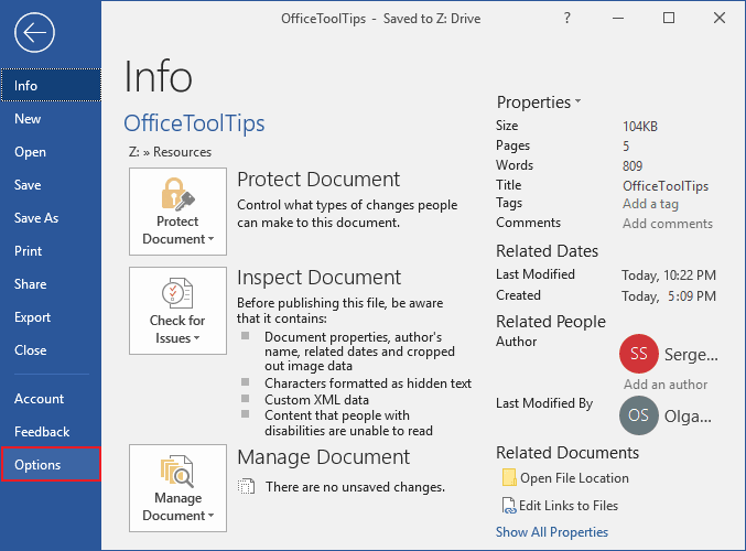 Saving Documents Microsoft Word 2016