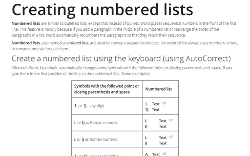 Customizing Numbered Lists Microsoft Word Undefined